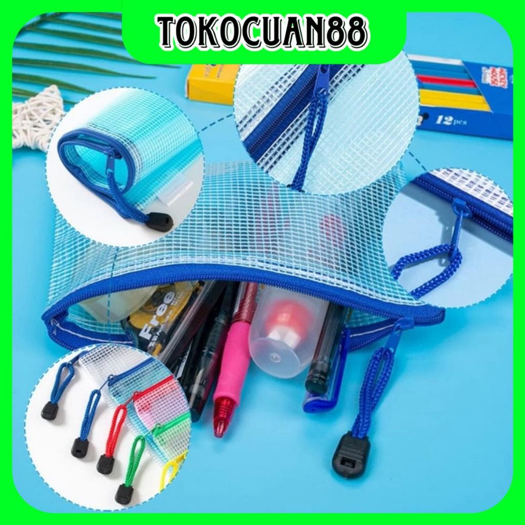 Jual [ 12PCS ] Zipper Bag / Map Jaring / Map Zipper Resleting / Travel ...