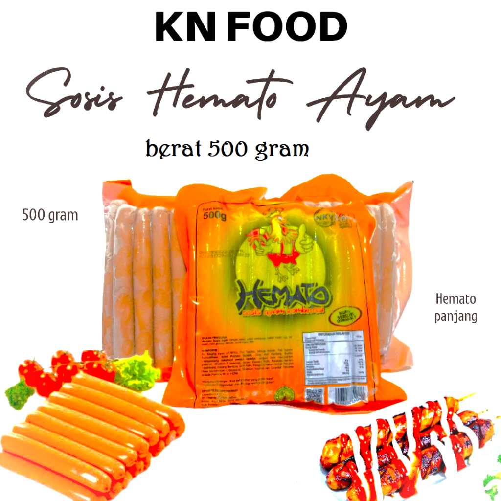 Jual SOSIS HEMATO - SOSIS AYAM 500 gram isi 15 pcs / Sosis Hemato Ayam ...