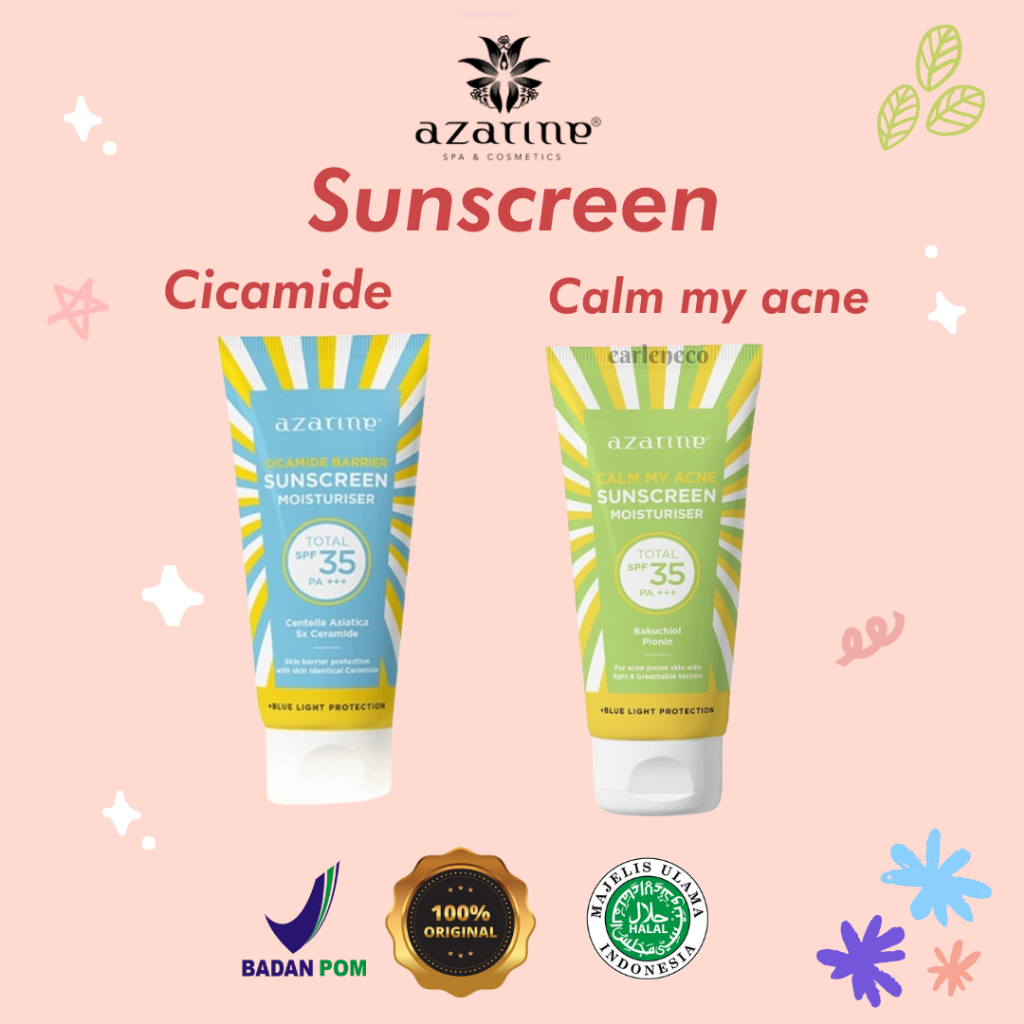 Jual AZARINE Cicamide Barrier Sunscreen Moisturizer Calm My Acne SPF 35 ...