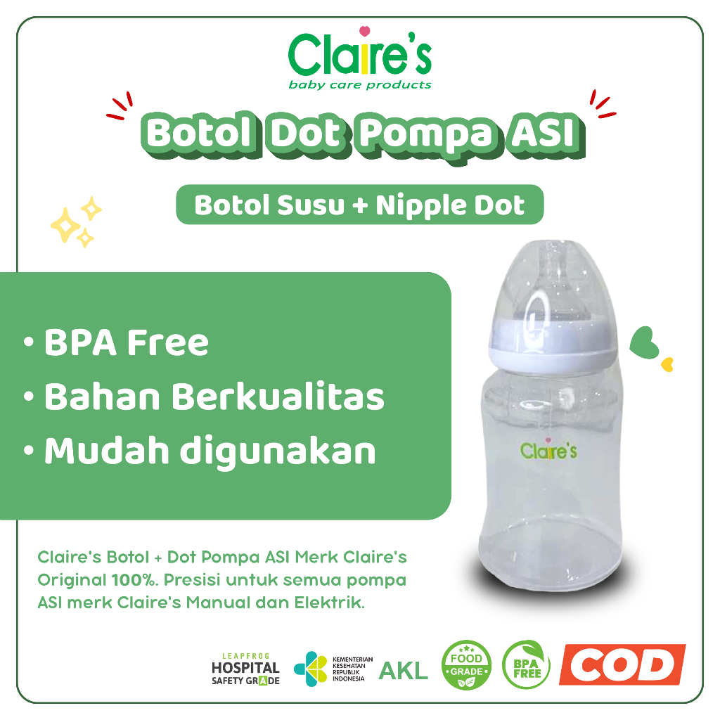 Jual Claire's Botol Susu Dot ASI Original (Botol susu + Nipple dot) Dot ...
