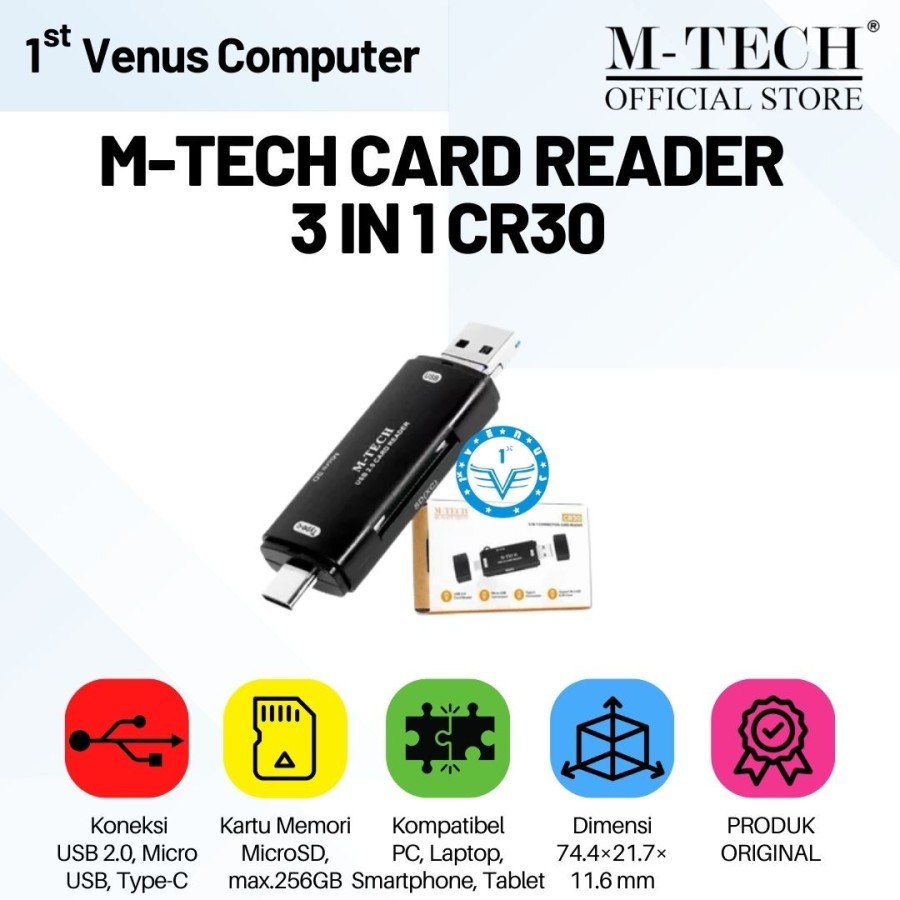 Jual M-TECH CARD READER 3 IN 1 CR30 / CRD07-MTC | Shopee Indonesia