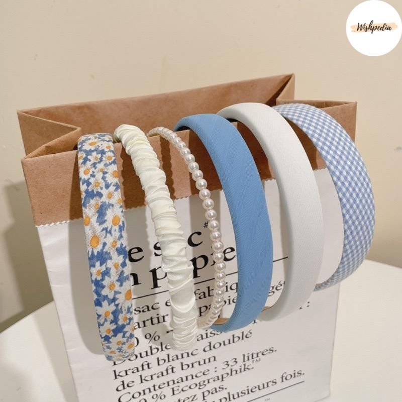 Jual bandana warna biru dan putih / summer korean headband / bando ...