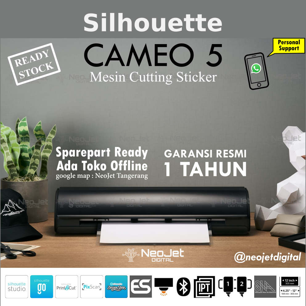 Jual Mesin Cutting Silhouette Cameo 5 Hitam Black untuk potong Sticker ...
