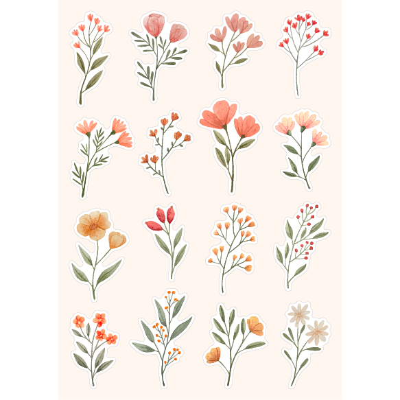 Jual Sticker Bunga Sticker Flower Sticker Sheet Sticker HP Sticker ...