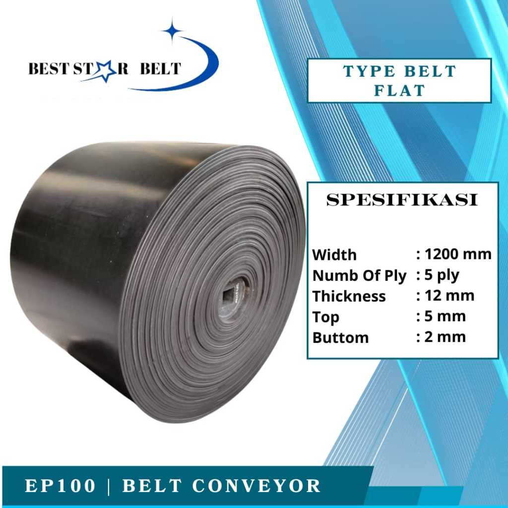 Jual Karet Conveyor 120cm Belt Conveyor EP 100 BW 1200mm x 5ply (12mm ...