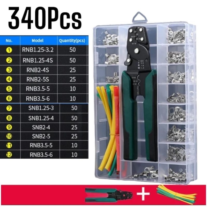 Jual Terminal Wire Crimp Connector Kit 320 PCS + Plier -Stripping 120 ...