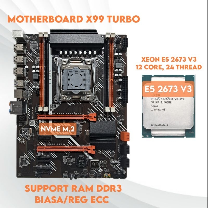 Jual Bundle Motherboard X99 Turbo + E5 V3 (Setara Ryzen 5 3600/i7 8700k) + RAM DDR3 | Shopee ...