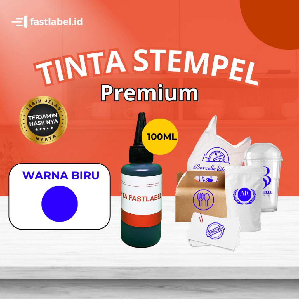 Jual FASTLABEL TINTA STEMPEL BIRU FLASH 100ML | TINTA STEMPEL BIRU PERMANEN 100ML | TINTA ...