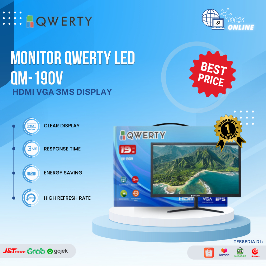 Jual MONITOR LED QWERTY 19" INCH GARANSI 1 TAHUN | Shopee Indonesia