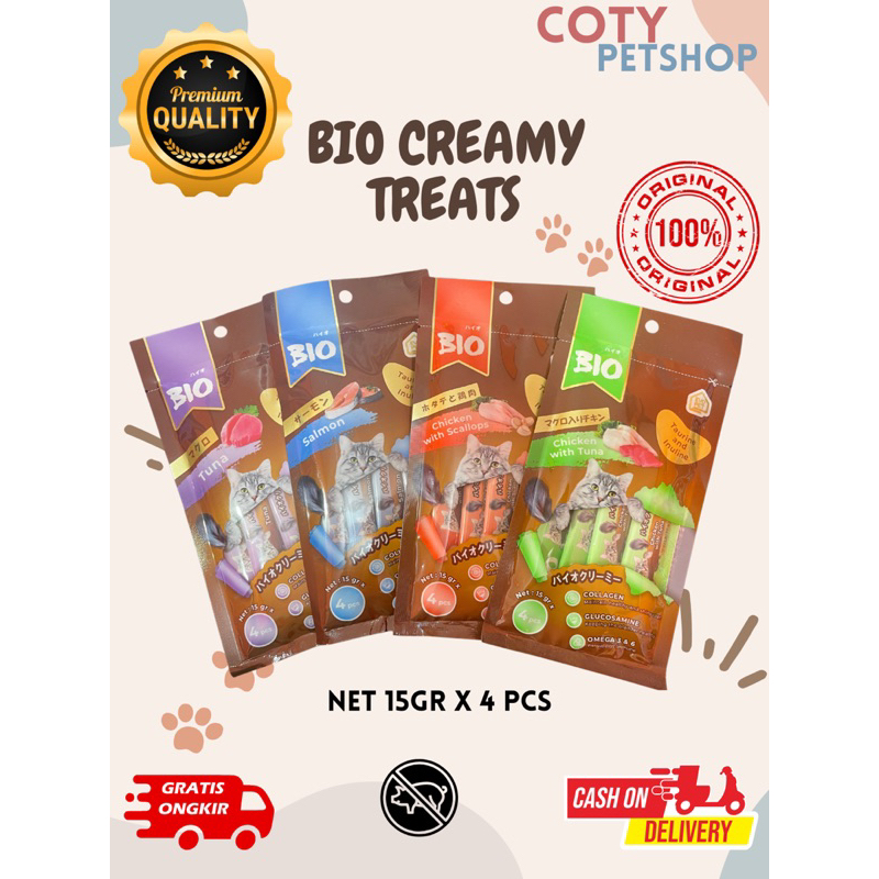 Jual Snack Kucing BIO CREAMY 15gr isi 4pcs | Shopee Indonesia