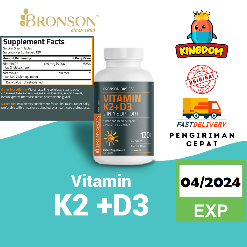 Jual Bronson Vitamin D3 5,000 K2 90 Mcg ( 120 Tablet ) ( Versi Ekonomis ) | Shopee Indonesia
