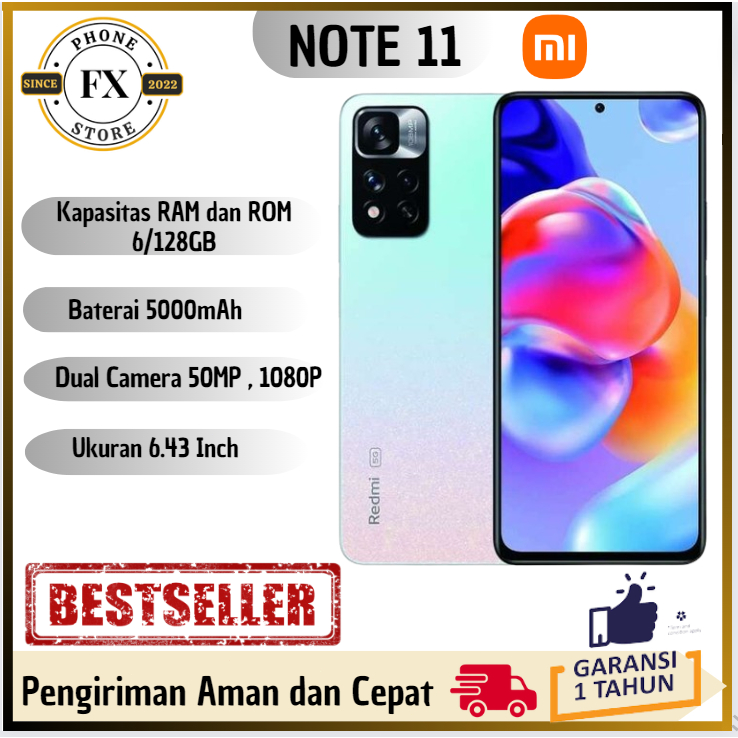 Jual SmartPhone Tipe REDMI NOTE 11 RAM 6/128GB Full Set ( GARANSI 1 ...