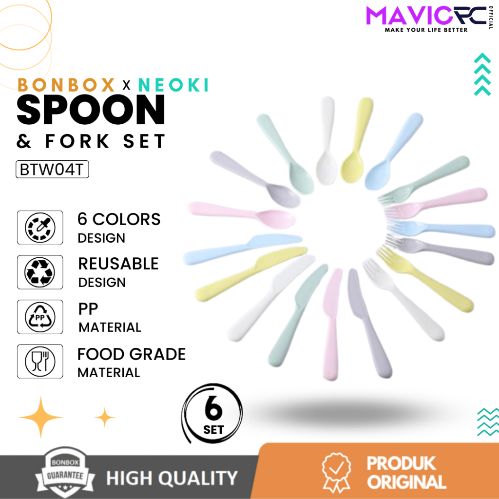 Jual NEOKI x BONBOX BTW04T Sendok Garpu Pisau Set Isi 18 Pcs Plastik ...