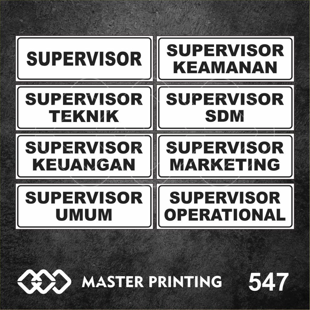 Jual 547 - Stiker Nama Ruangan Supervisor di Kantor/Perusahaan, Sticker ...