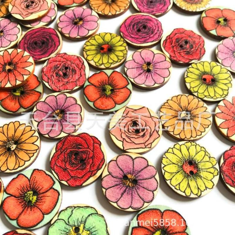 Jual Kancing kayu bunga 20mm (10pcs) | Shopee Indonesia