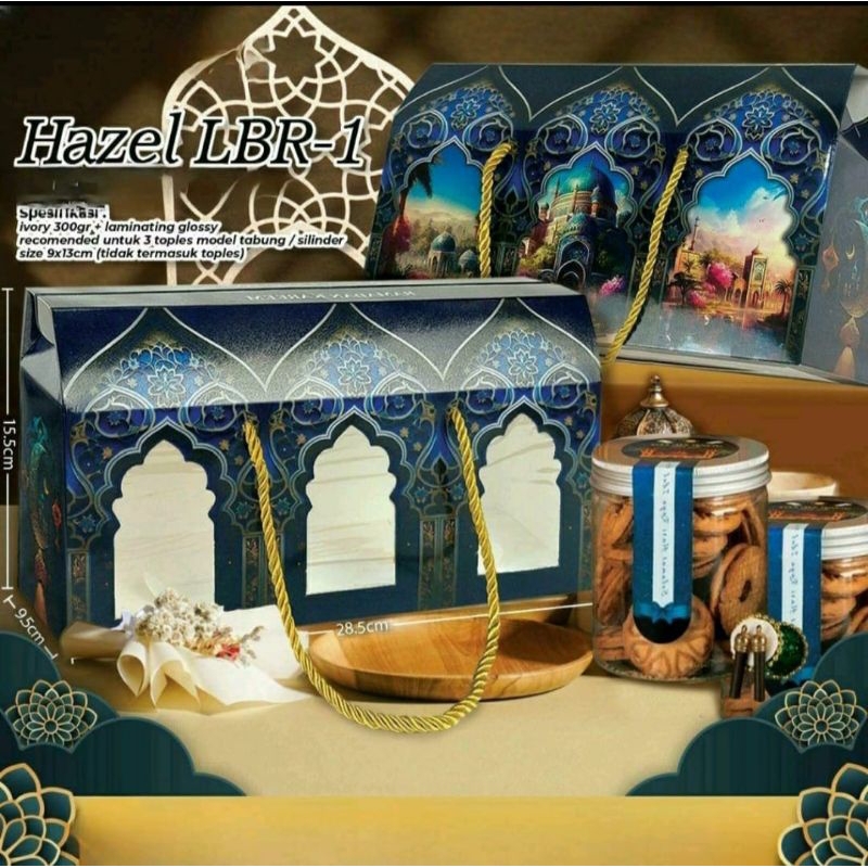 Jual Box Lebaran Hazel LBR1 | Box Hampers 3 toples Kotak kue lebaran ...