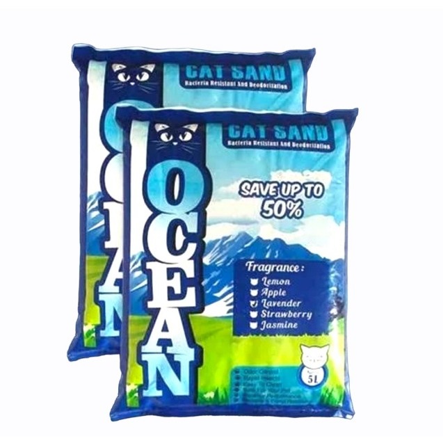 Jual Pasir Gumpal Lokal Merk Ocean 5L | Cat Sand 5L Wangi Ocean ...