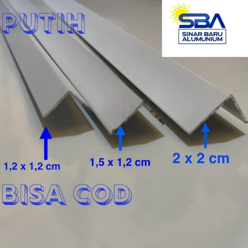 Jual LIST SIKU L ALUMUNIUM WARNA PUTIH UKURAN ADA 3 | Shopee Indonesia