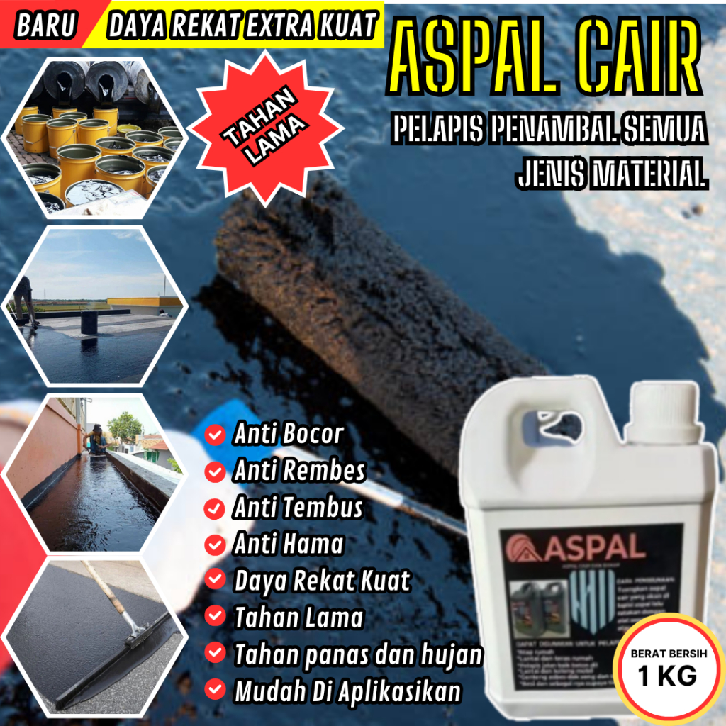 Jual Lem Material Kolam Aspal cair Anti Rembes Bocor Hama Rayap Tikus ...