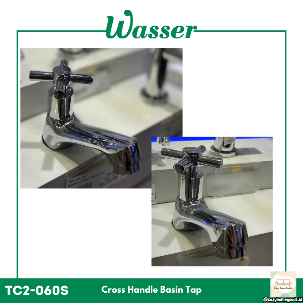 Jual Kran Wastafel - Wasser TC2 060S - Kran Cuci Tangan - Kuningan Chrome - Cross Handle Basin ...