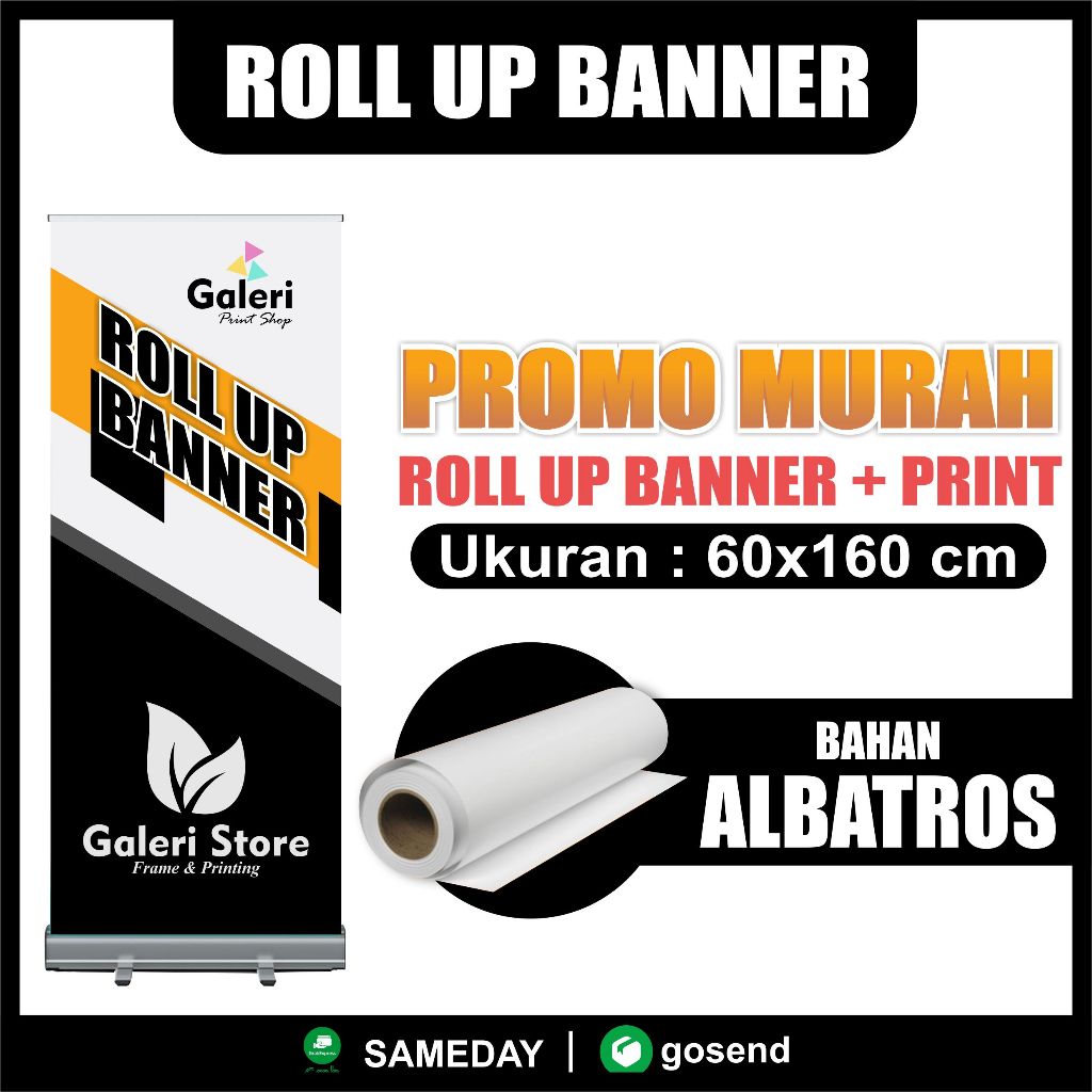 Jual PROMO - Roll Up Banner 60 x 160 cm + Cetak I Print I Gambar Bahan Albatros | Shopee Indonesia