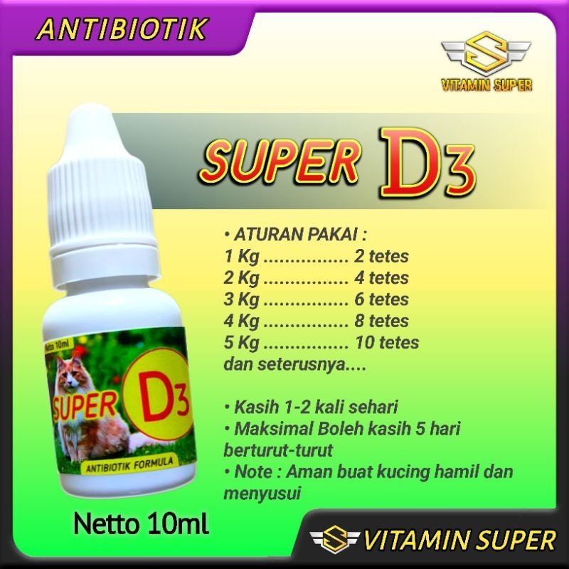 Jual Super D3 Obat Kucing Antibiotik Penurun panas, Infeksi Saraf ...