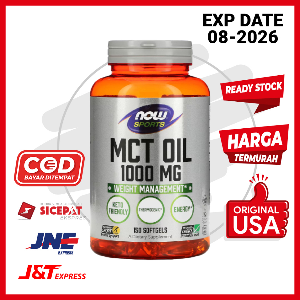 Jual Vitamin Diet dan Berat Badan MCT Oil 1000 mg Now 150 Softgels | Shopee Indonesia