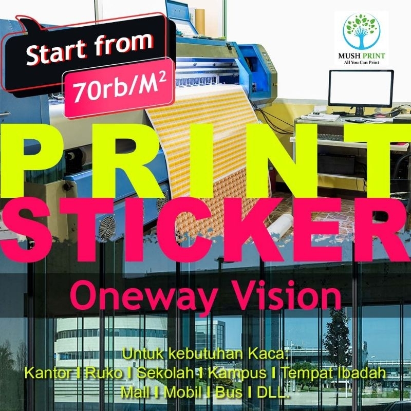 Jual cetak sticker one way | sticker kaca | Shopee Indonesia