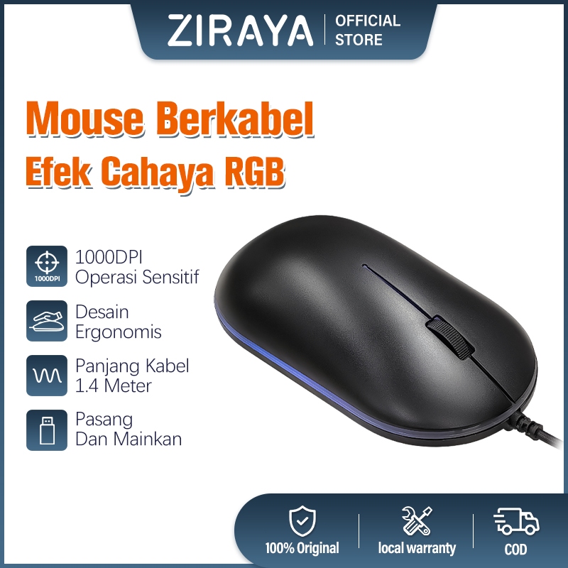 Jual ZIRAYA Mouse Kabel USB RGB Mouse Berkabel Office untuk PC Laptop ...
