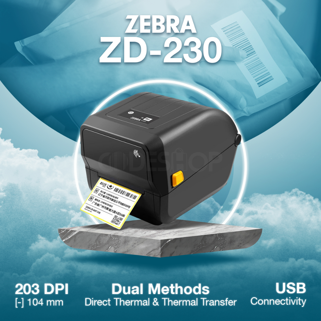Jual BARCODE PRINTER ZEBRA ZD230 ZD-230 USB PENCETAK LABEL THERMAL ...