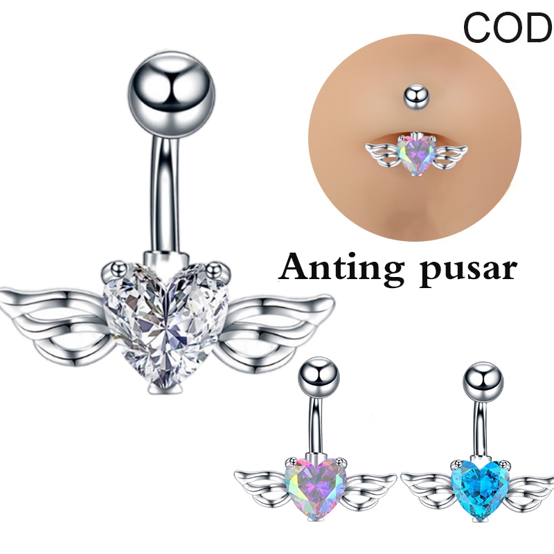 Jual belly piercing anting pusar Berbentuk hati Zirkon Fesyen Sederhana ...