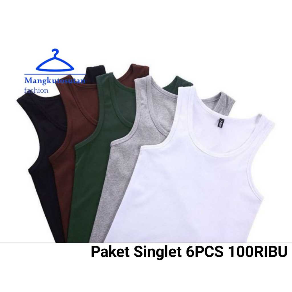 Jual Paket 6 PCS Kaos Singlet Pria Dewasa Dalaman Terlaris Polos Bahan ...