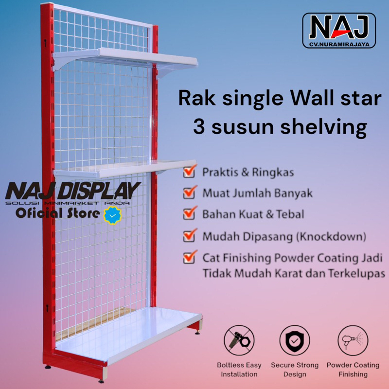 Jual RAK MINIMARKET WALL 3 SUSUN STAR TYPE EST SHELVING 28/33cm ...