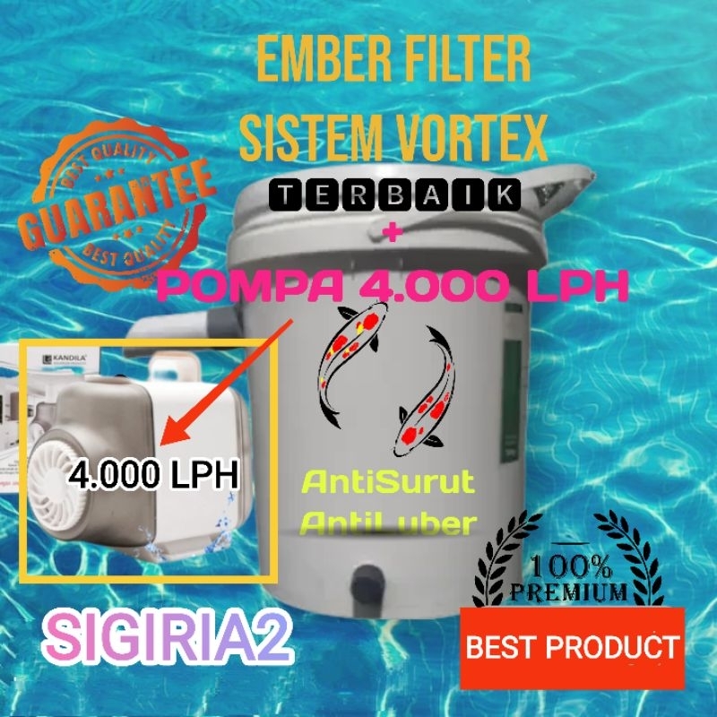 Jual Ember Filter Bio Vortex + Pompa 4000 LPH Kolam Aquarium Karantina ...
