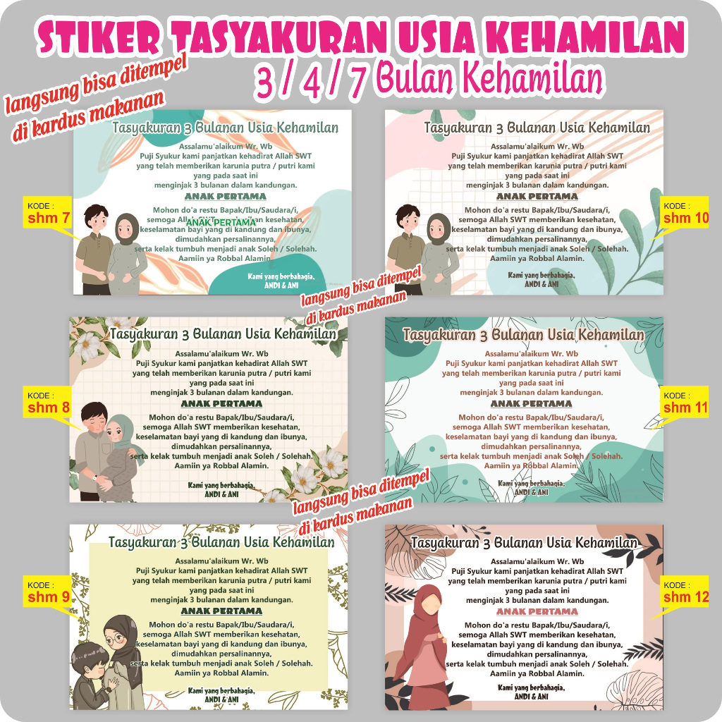 Jual STIKER / LABEL UNTUK TASYAKURAN 3/4/7 BULANAN KEHAMILAN DIJAMIN ...