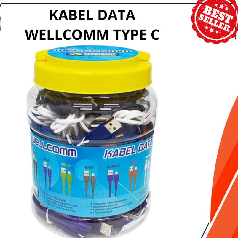 Jual KABEL DATA USB WELLCOMM WBC100 Type C USB Fast Charging 3.0A (1 toples isi 20 pcs) | Shopee ...
