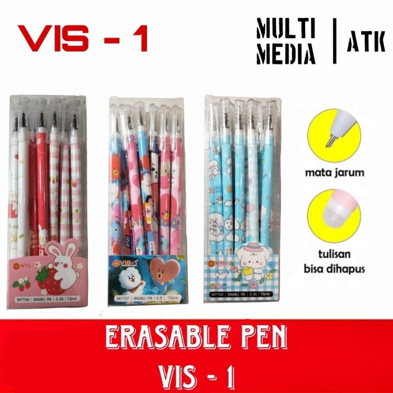 Jual ERASABLE PEN VIS-1 BTS BT21 / PULPEN KARAKTER BISA DIHAPUS (ISI 12PCS) | Shopee Indonesia