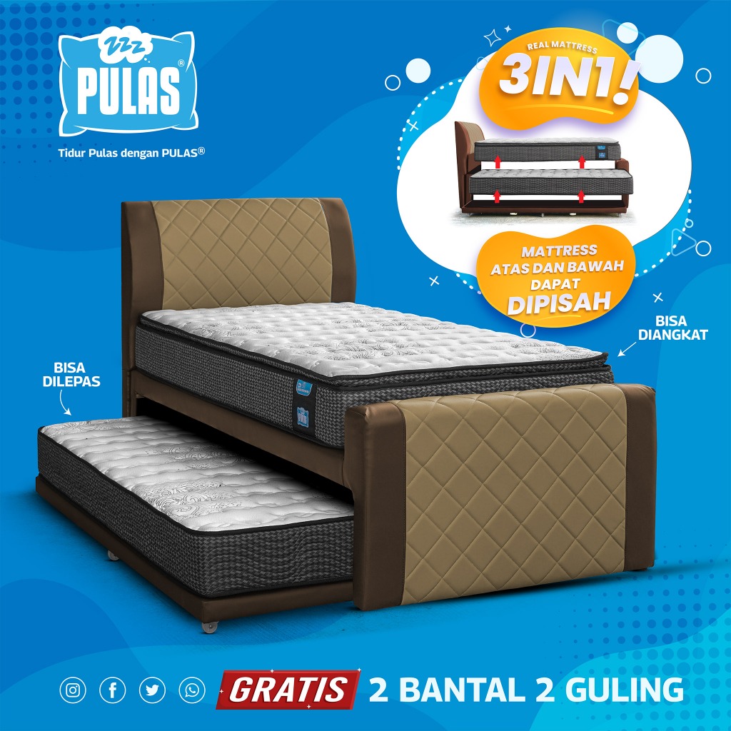 Jual Kasur Matras spring bed Full set sorong 3 in 1 PULAS® Brown ...