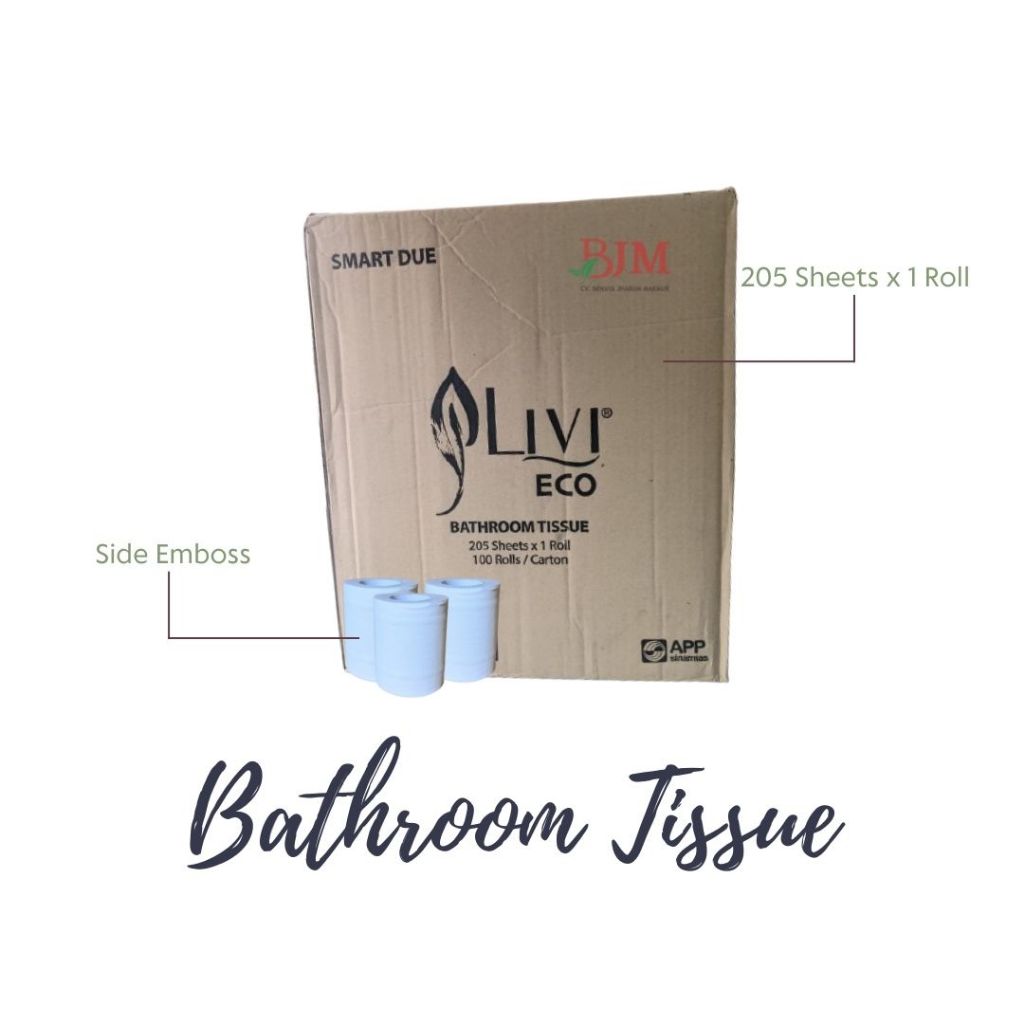 Jual LIVI Bathroom Tisue Roll Kecil Tisu Toilet side emboss 205's Isi ...