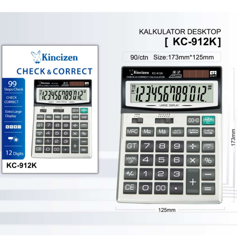 Jual KALKULATOR NEW MERK KINCIZEN LIKE KARCE KC-912K CALCULATOR baterai aa mudah 12 digit cek ...