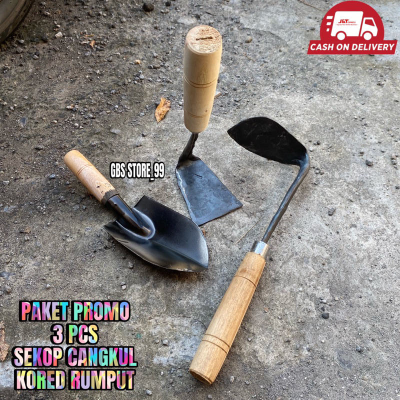 Jual PAKET ALAT TANAMANA 3 PCS KORED RUMPUT CANGKUL BAJA DAN SEKOP ...