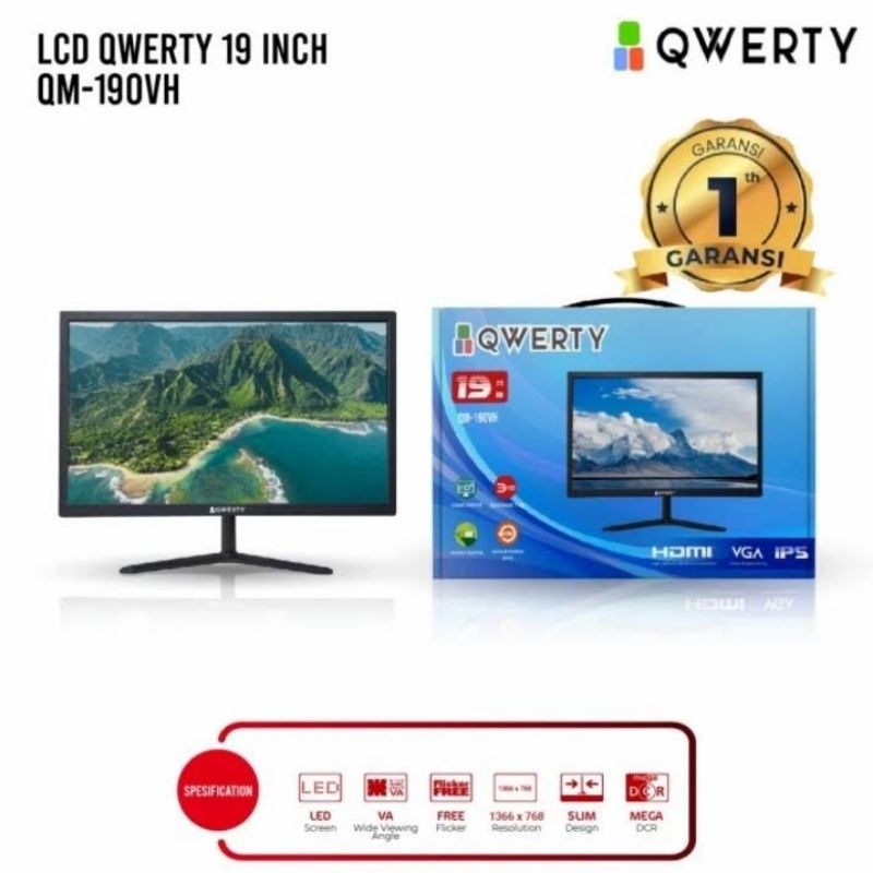 Jual MONITOR LED QWERTY 19" / 18.5" Inch QM190VH (VGA,HDMI) Led cctv ...