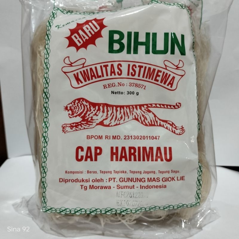 Jual Bihun Cap Harimau Kwalitas Istimewa Bihun Medan 300 Gram | Shopee ...