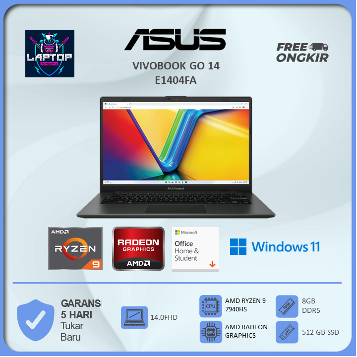 Jual ASUS VIVOBOOK GO 14 E1404FA RYZEN 3 7320 8GB 512GB W11+OHS 14.0FHD ...