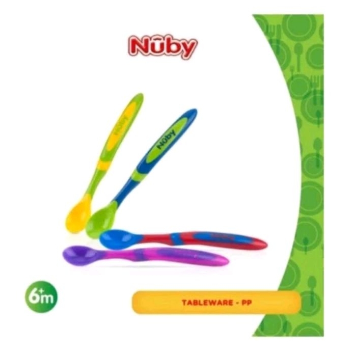 Jual Nuby 4 PK Long Handle Weaning Spoons / Sendok Makan Bayi | Shopee Indonesia