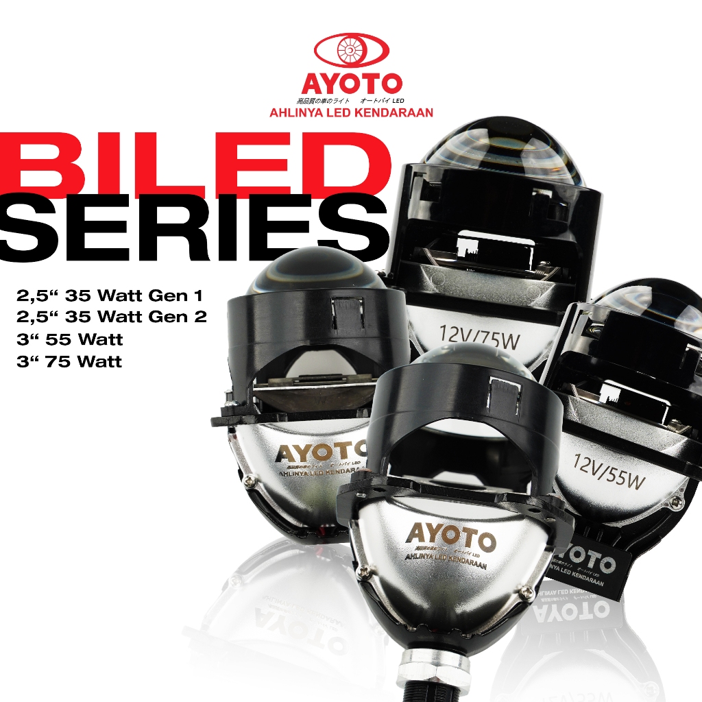 Jual LAMPU PROJECTOR LENS LED AYOTO 2'5 & 3 INCHI 35 , 55 & 75 WATT HI ...