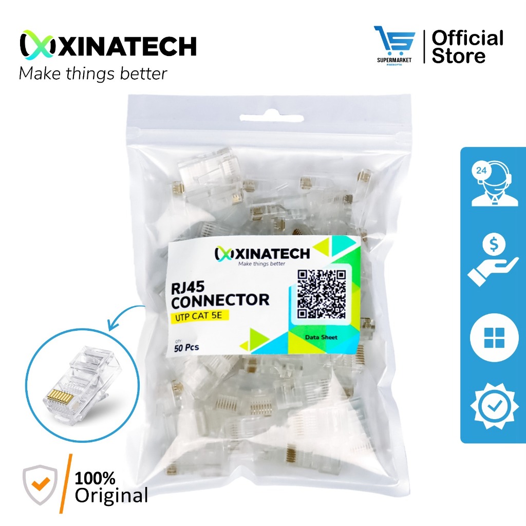 Jual 𝐗𝐈𝐍𝐀𝐓𝐄𝐂𝐇 Konektor Rj45 UTP / Connector RJ45 UTP CAT5e | Shopee ...