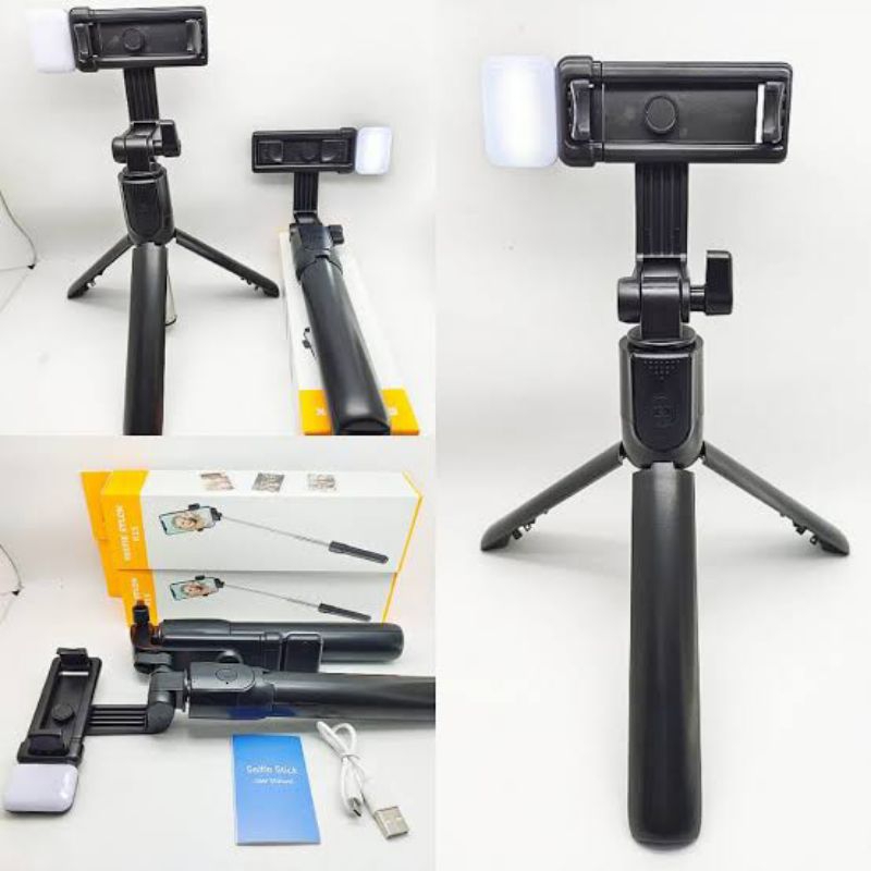 Jual Tongsis Bluetooth Led R1S 3in1 Remote Selfie Stick Tripod 360 ...