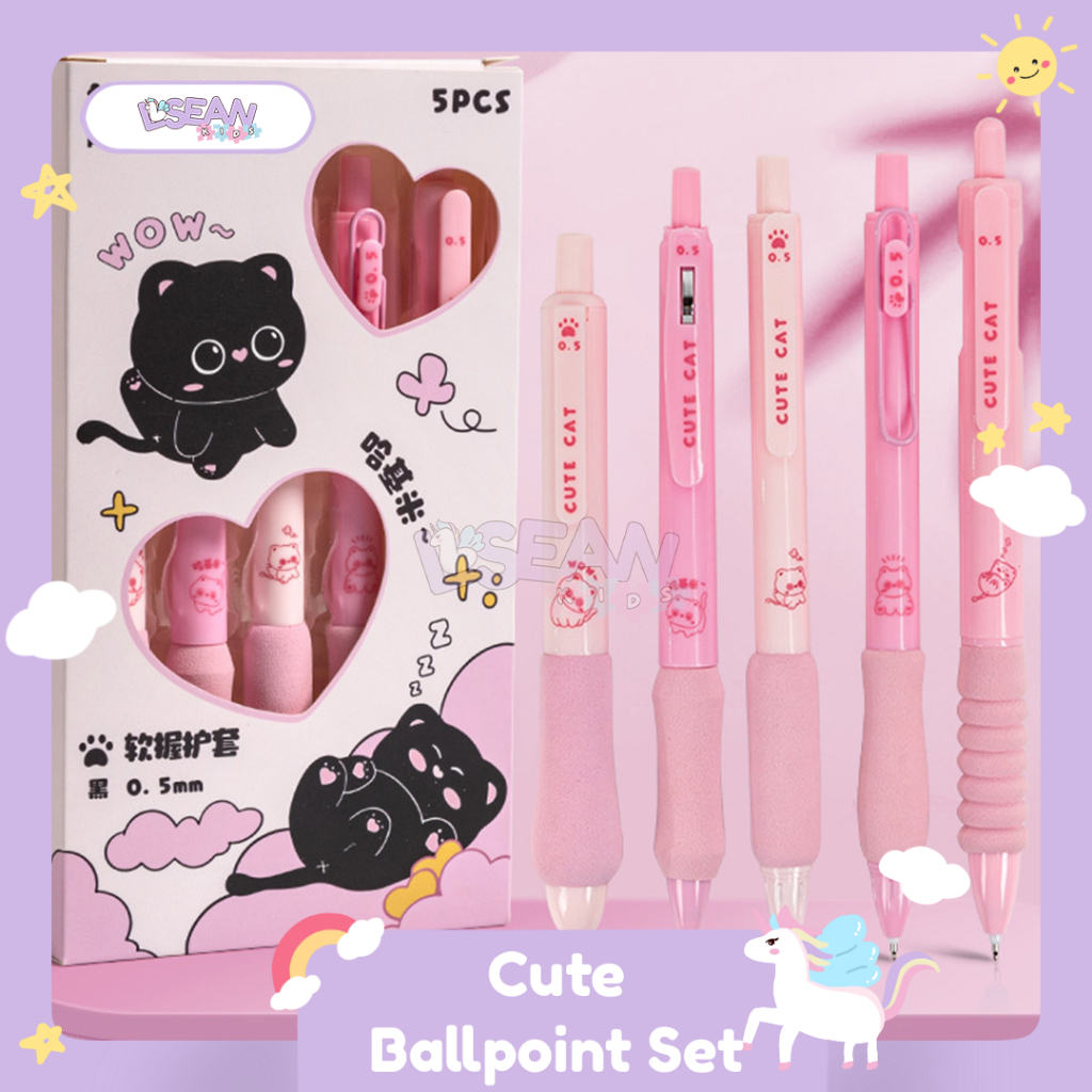 Jual SET BOLPEN ISI 5 MOTIF LUCU KOREAN CUTE PEN IN BOX 0.5 mm TACOTACO ...