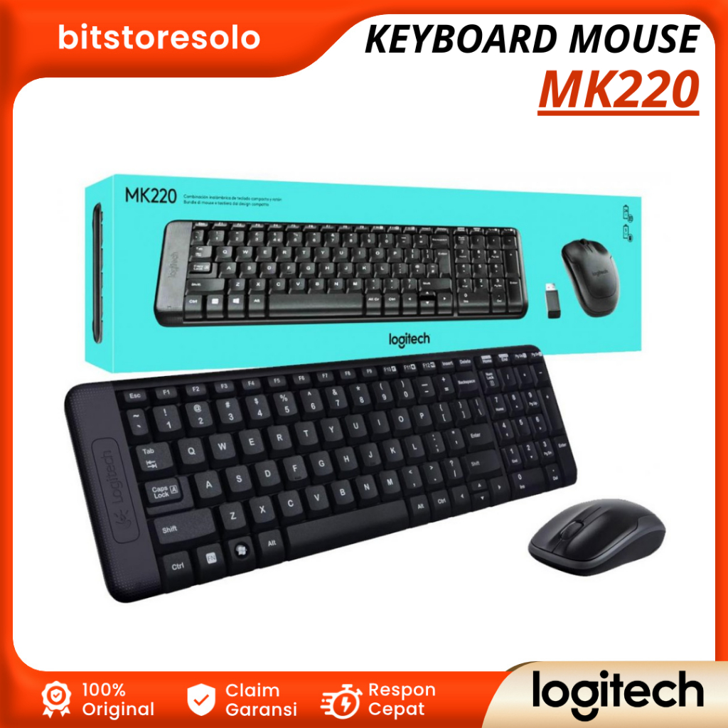 Jual Paket Combo Keyboard Mouse Wireless Logitech Combo MK220 Ori ...